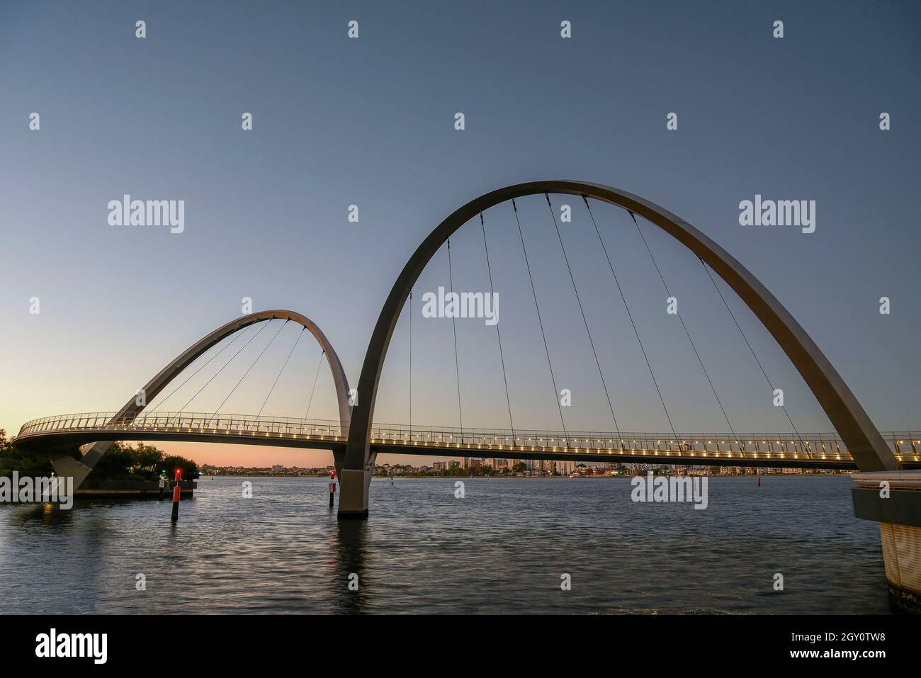 Western Australia, Perth. The pedestrian bridge of the Elizabeth Quay ...