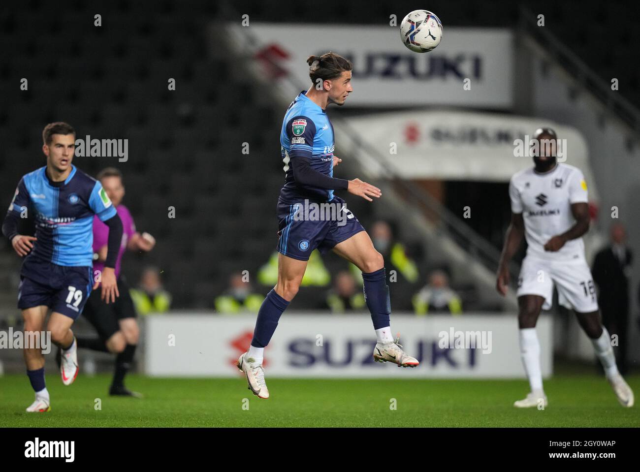 Milton Keynes, UK. 5th Oct, 2021. Connor Parsons of Wycombe Wanderers ...