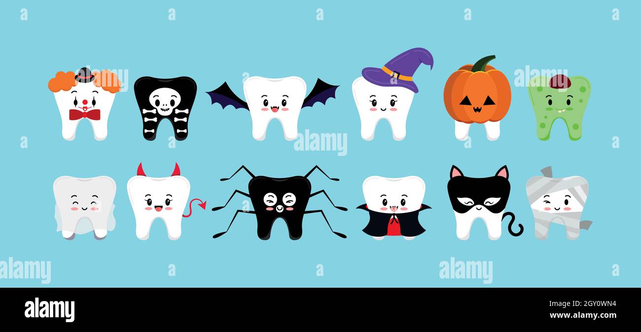 Halloween teeth in carnival costume vector icon set Stock Vector Image ...