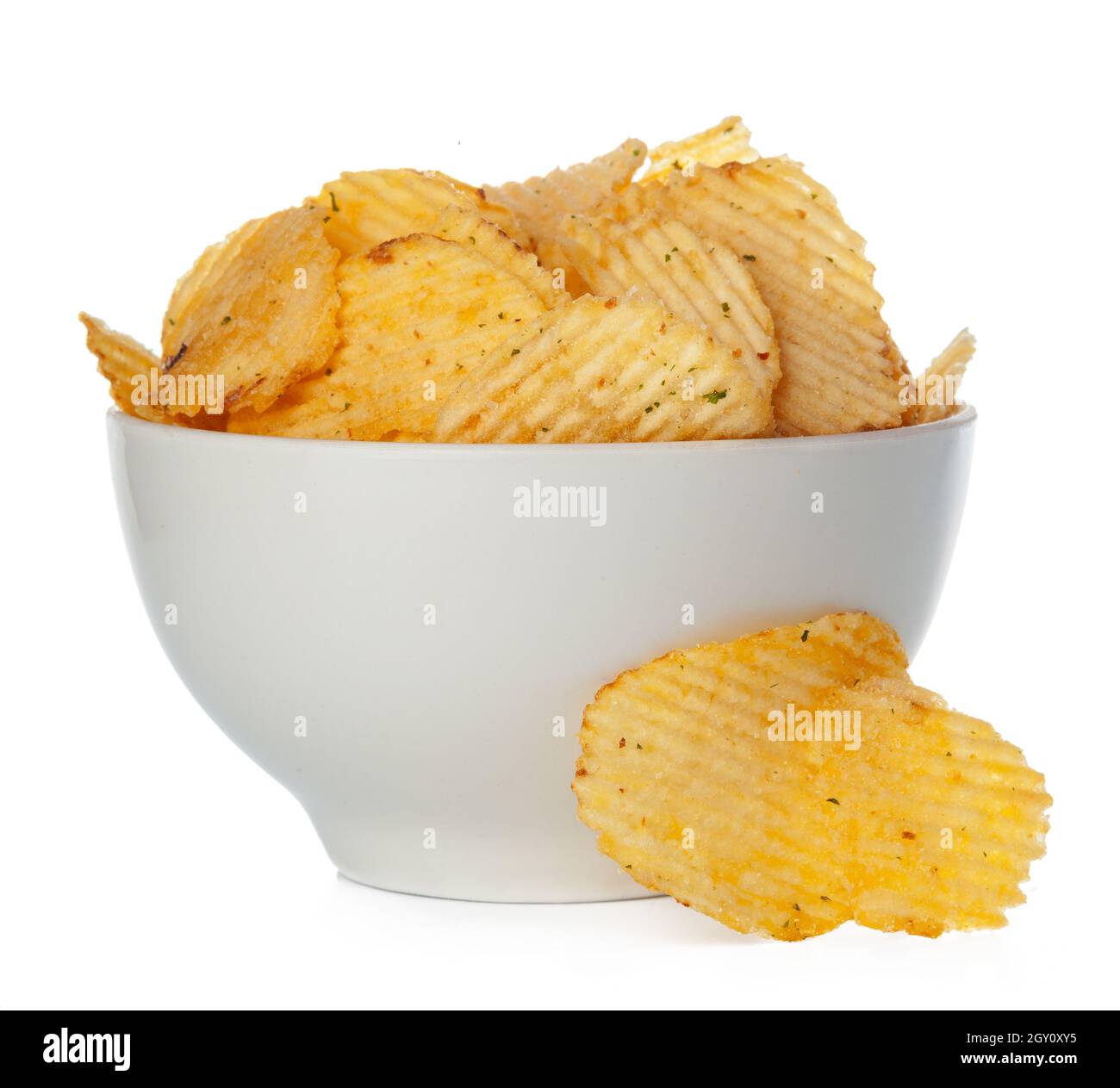Wavy ribbed chips isolated on white background Stock Photo - Alamy