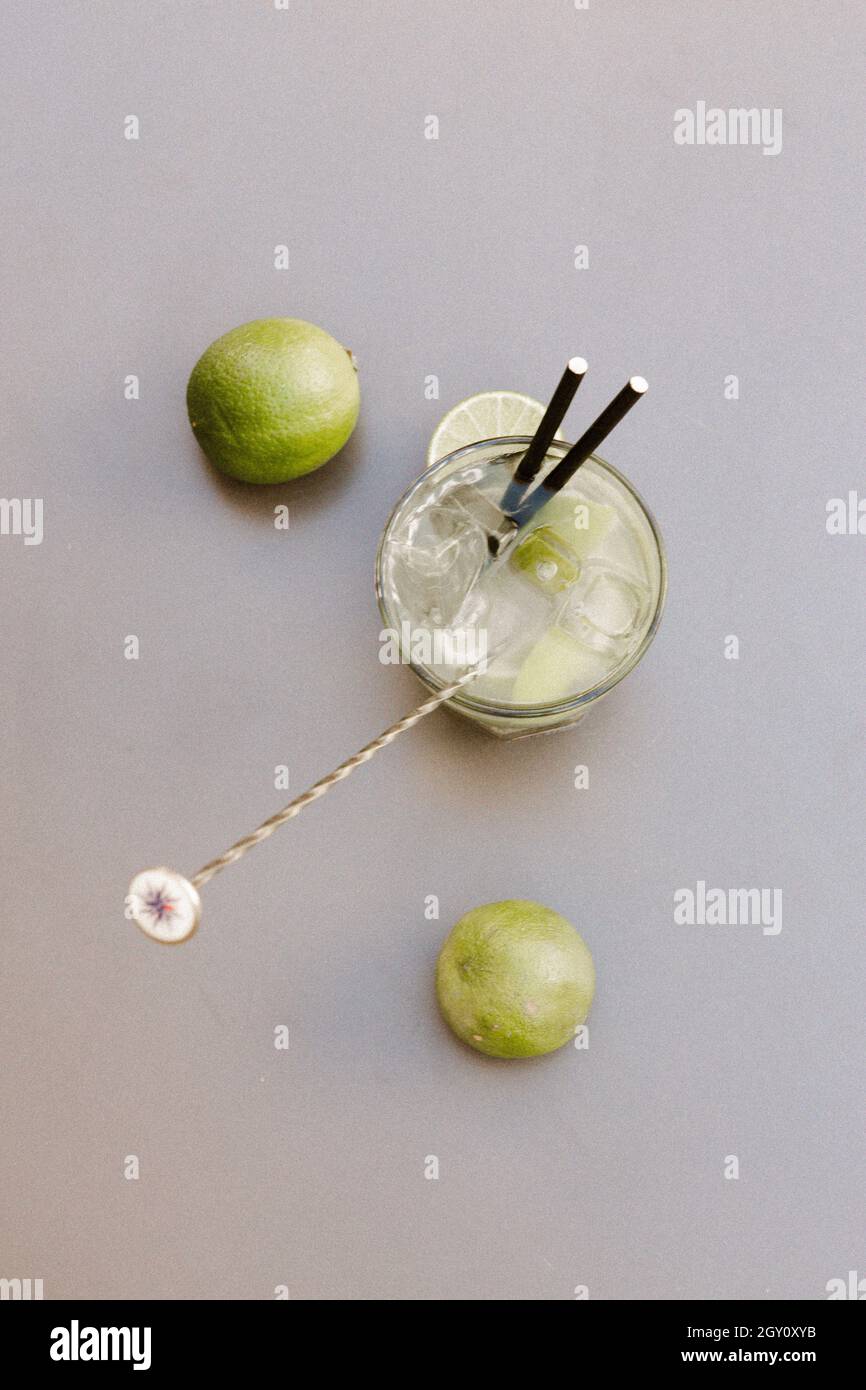 Lime Cocktail Preparation Stock Photo - Alamy
