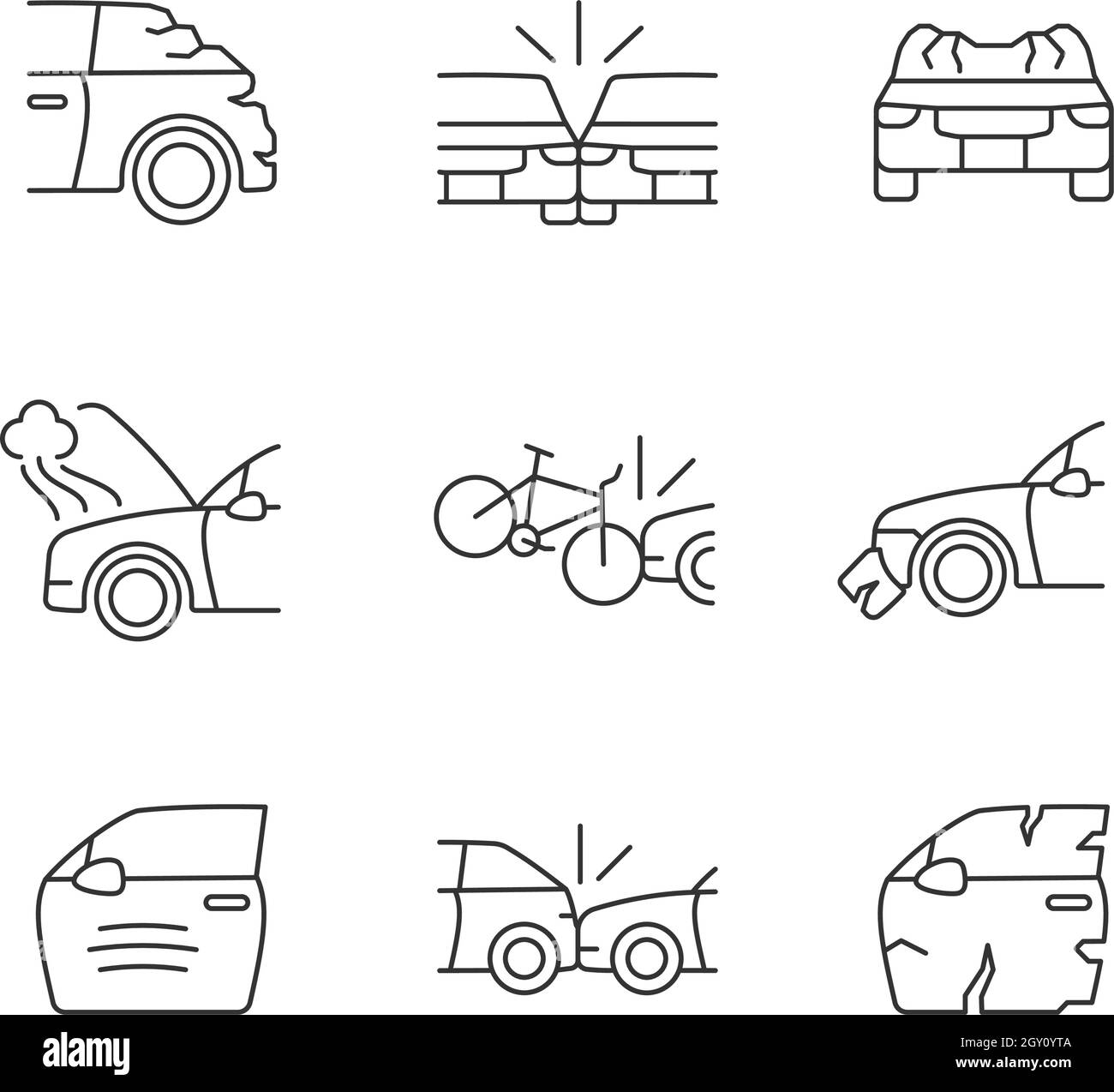 Road traffic accidents linear icons set Stock Vector Image & Art - Alamy