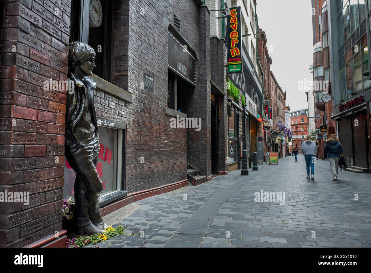 A statue of John Lennon is seen in Mathew Street, location of the ...