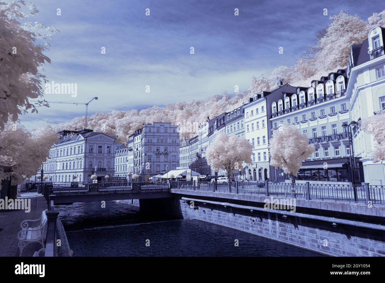 Infrared landscape with glowing white vegetation using 720nm filter ...