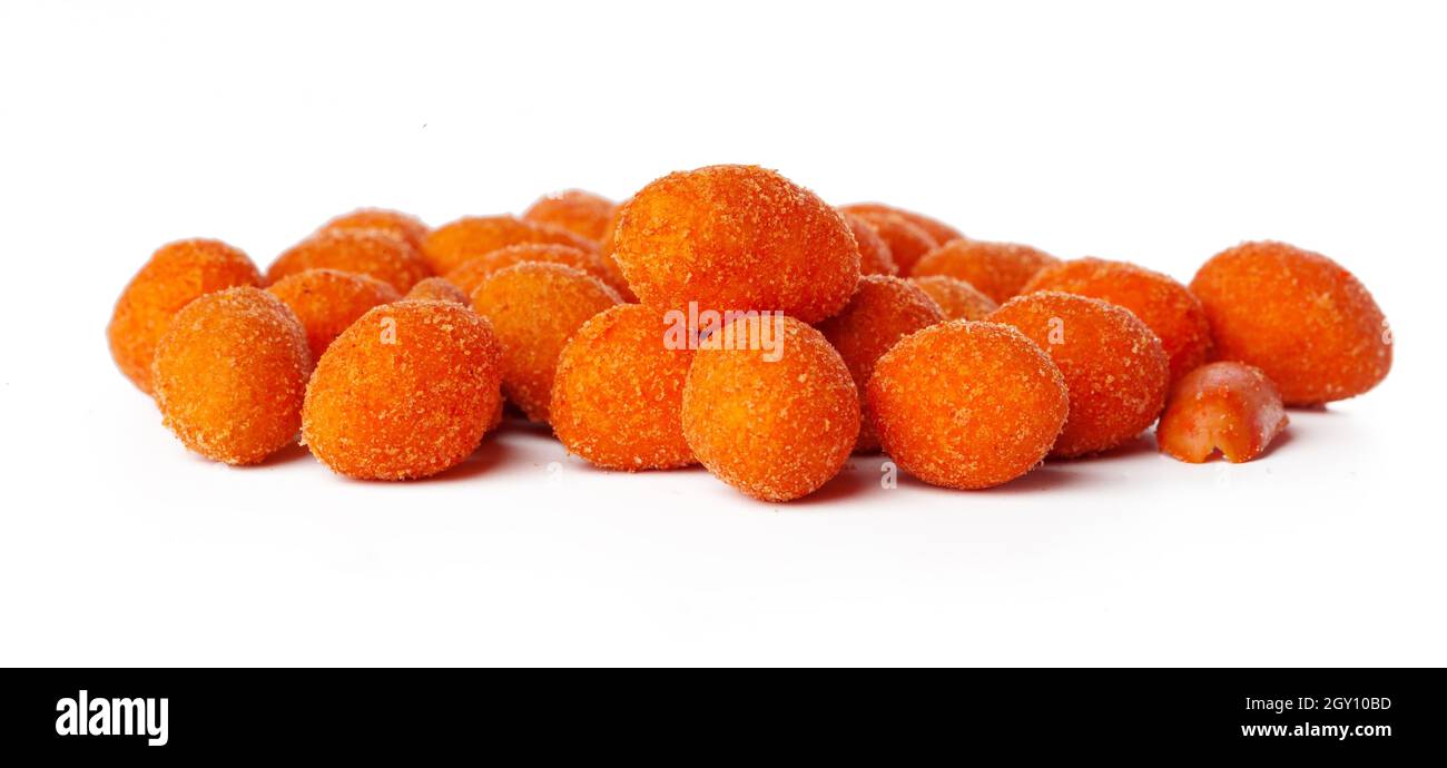 Flavour crunchy coated nuts isolated over the white background Stock ...