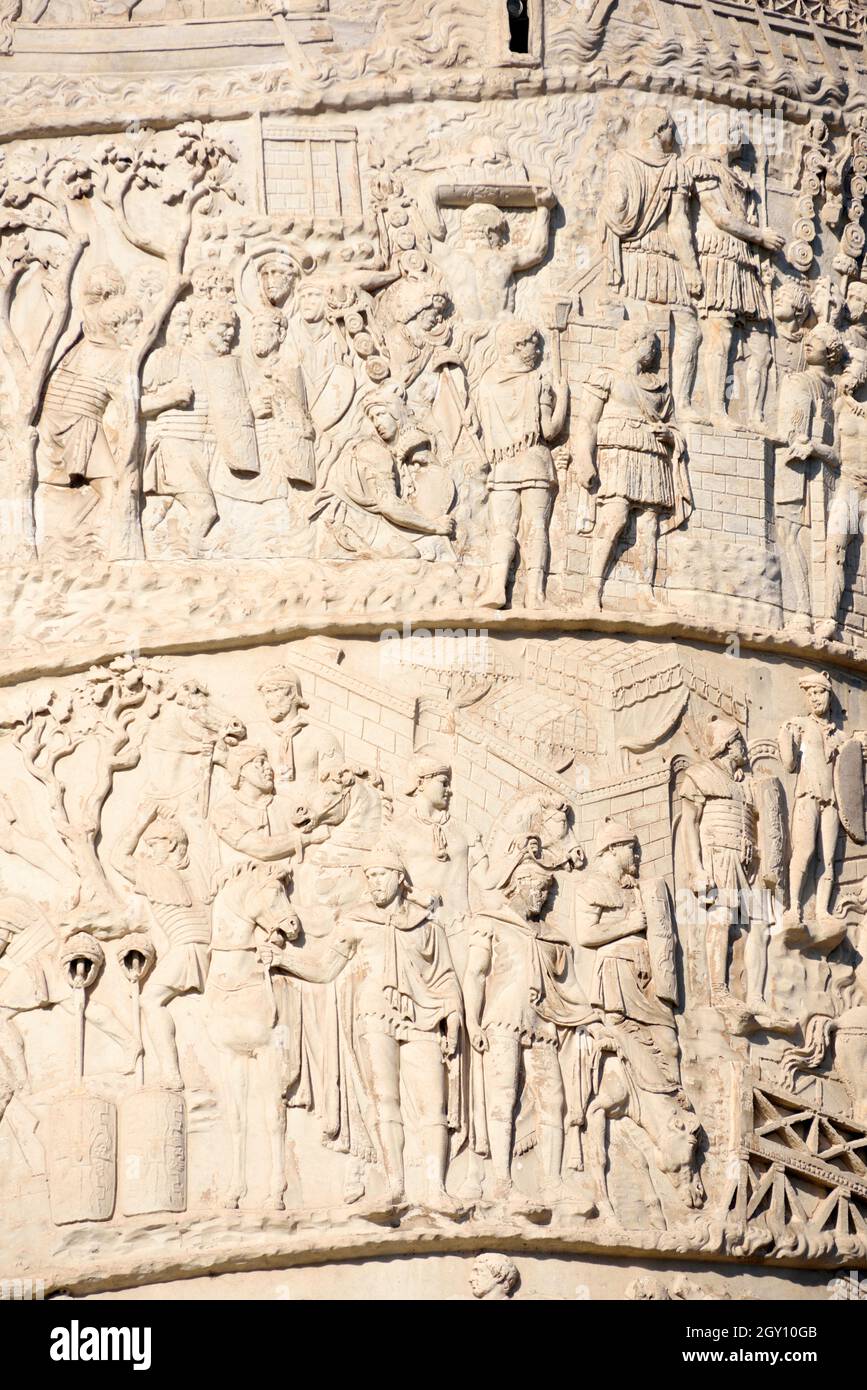 Italy, Rome, Trajan's column, ancient Roman bas relief Stock Photo - Alamy