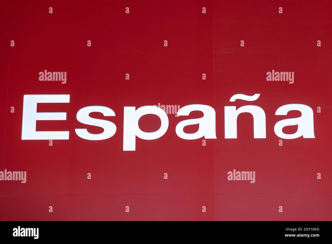 Big White Letters Espana Spain at Red Background Stock Photo - Alamy