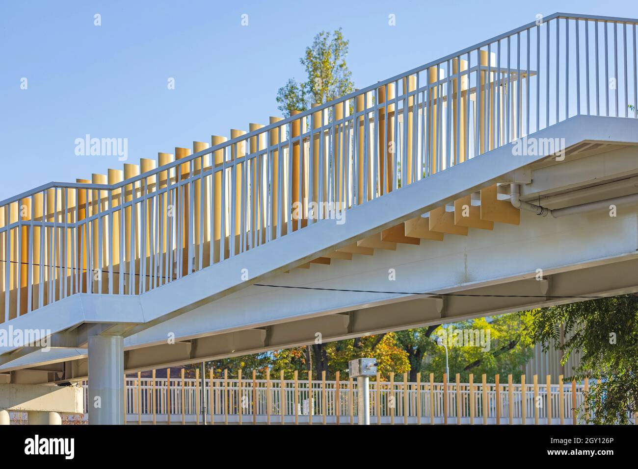 Modern Staircase Bridge for Pedestrians Street Overpass Stock Photo - Alamy