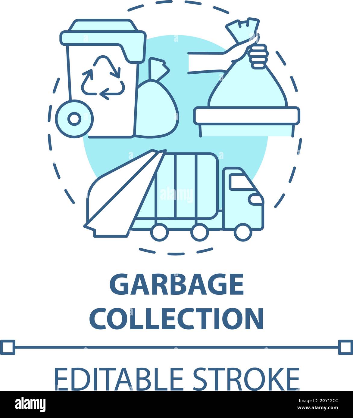 Garbage collection blue concept icon Stock Vector Image & Art - Alamy