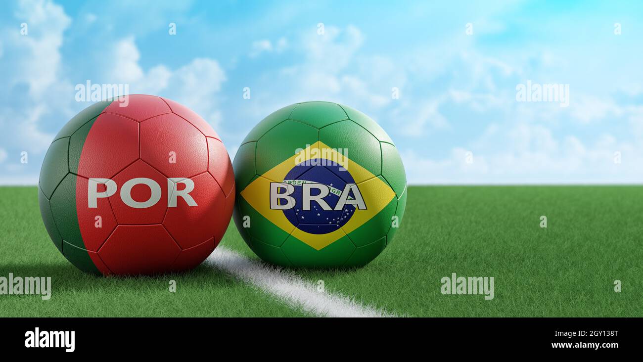 Portugal vs. Brazil Soccer Match - Soccer balls in Portugal and Brazil ...