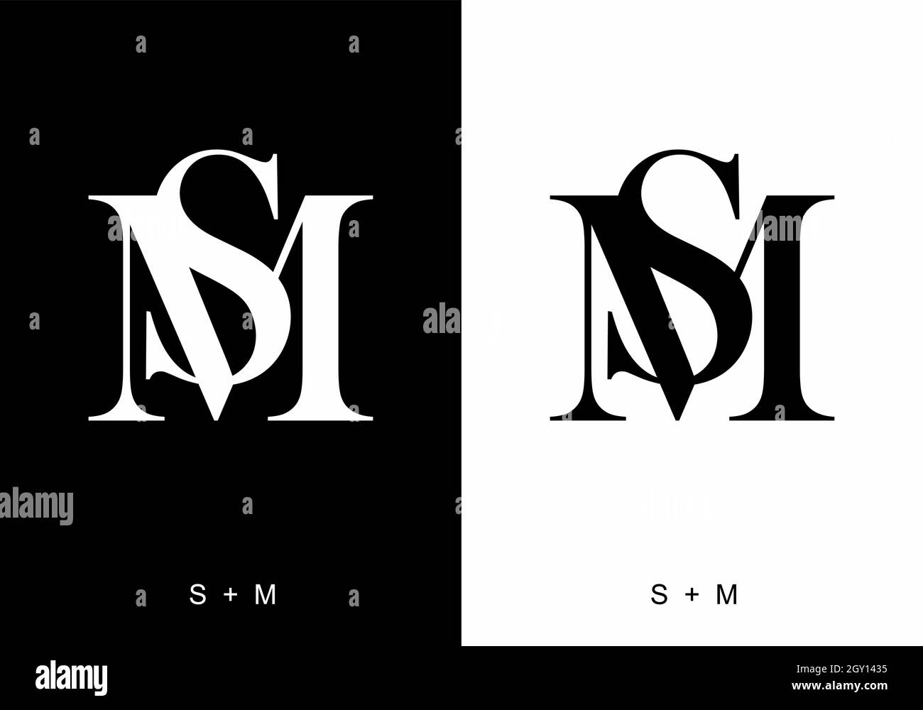 Black and white color of SM initial letter design Stock Vector Image ...