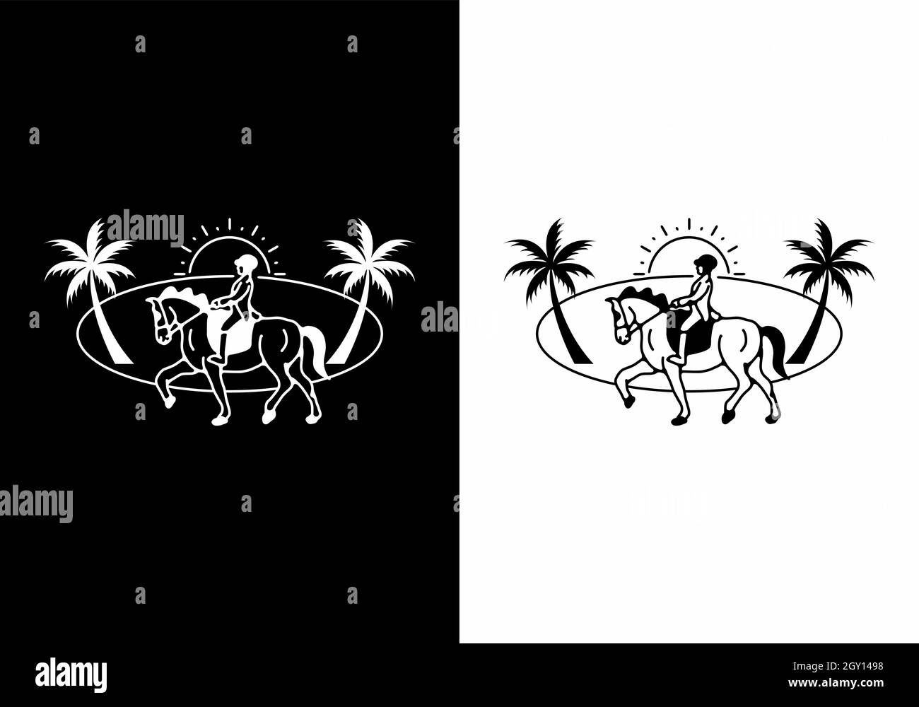 Line art illustration of riding horse design Stock Vector Image & Art ...