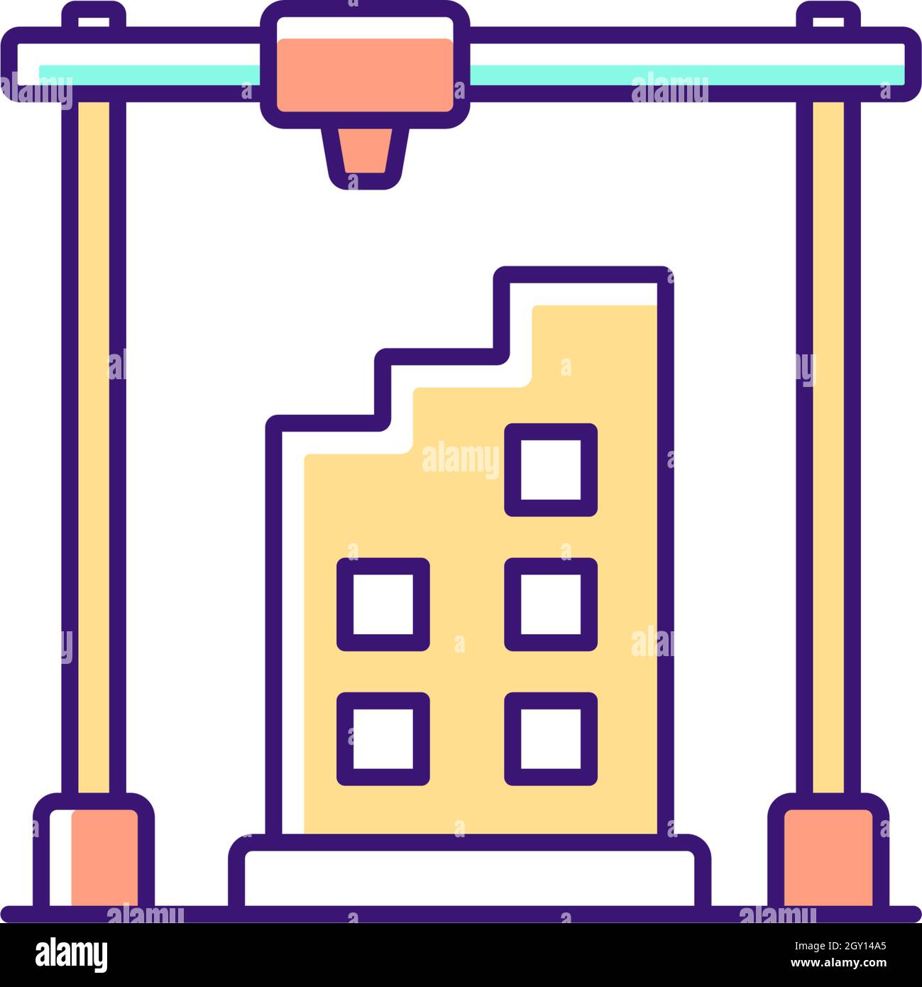 3d printed building design RGB color icon Stock Vector Image & Art - Alamy