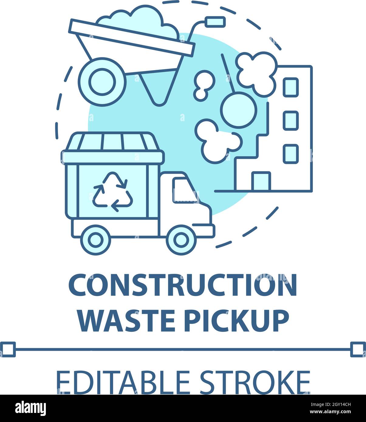 Construction waste pickup blue concept icon Stock Vector Image & Art ...
