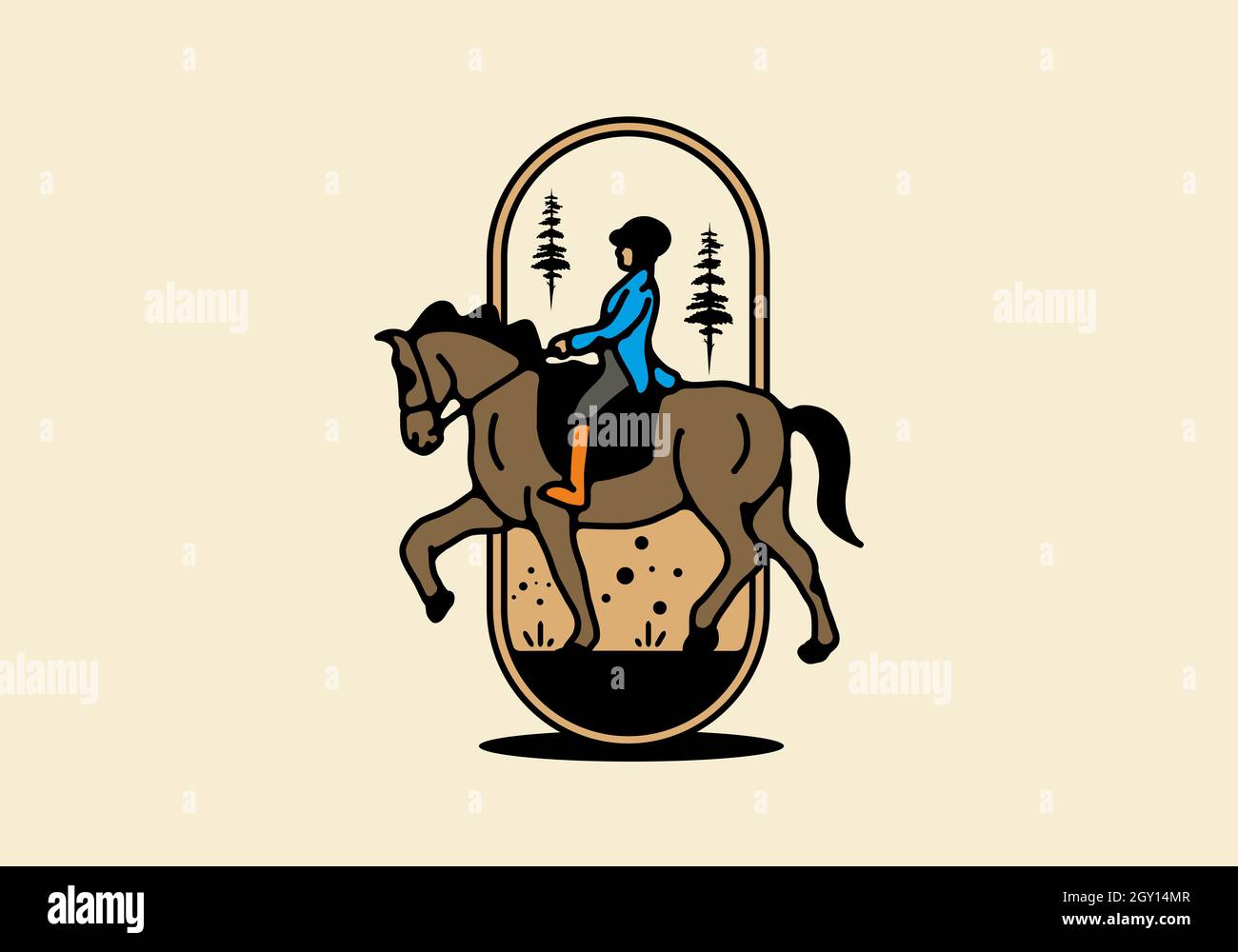 Line art illustration of riding horse design Stock Vector Image & Art ...