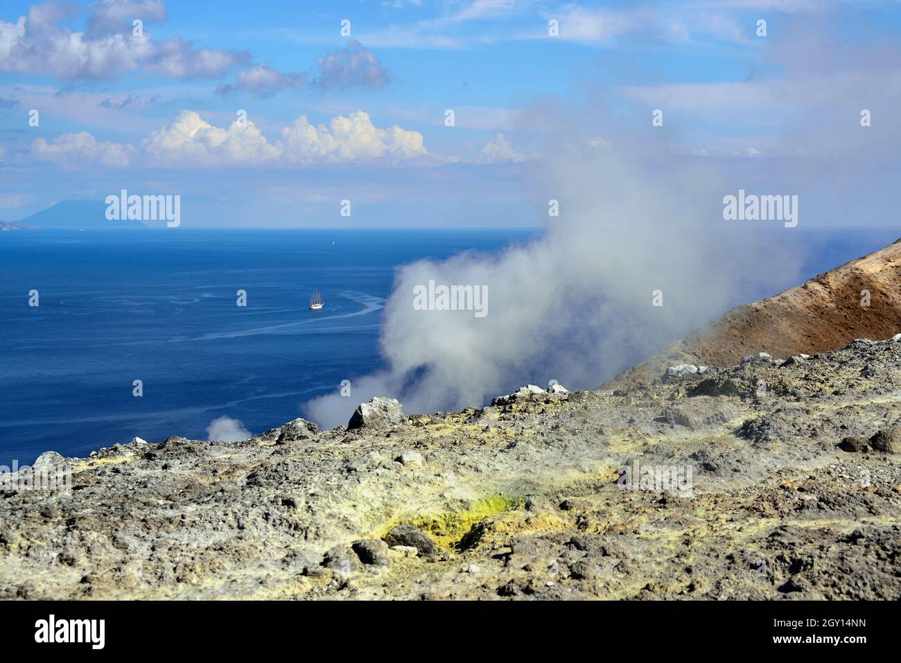 Aeolian Islands, Sicily, Italy. Island of Vulcano, it contains several ...