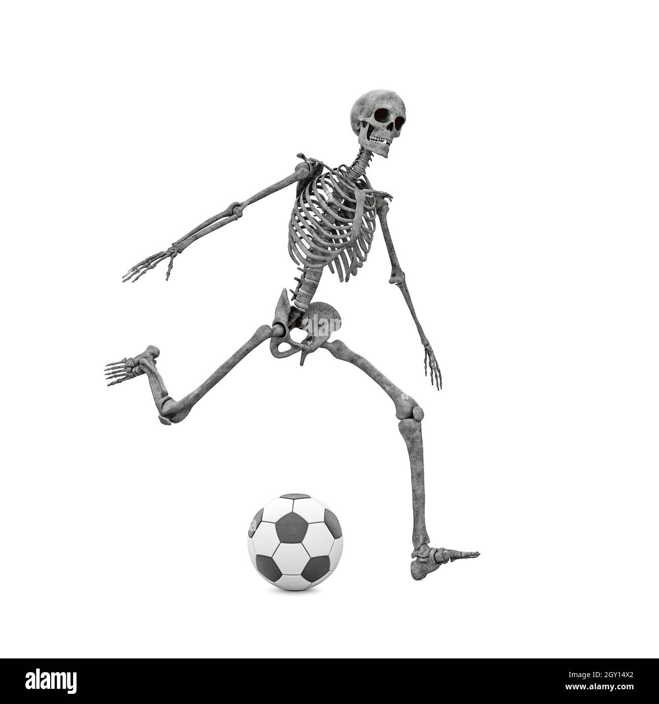 skeleton is playing football, 3d illustration Stock Photo - Alamy