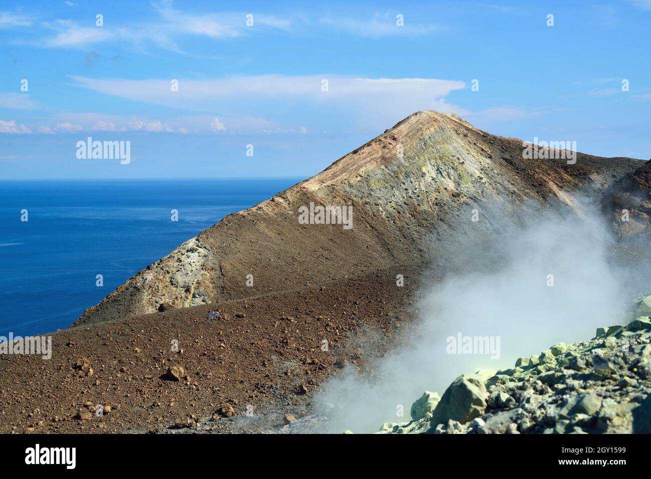 Aeolian Islands, Sicily, Italy. Island of Vulcano, it contains several ...