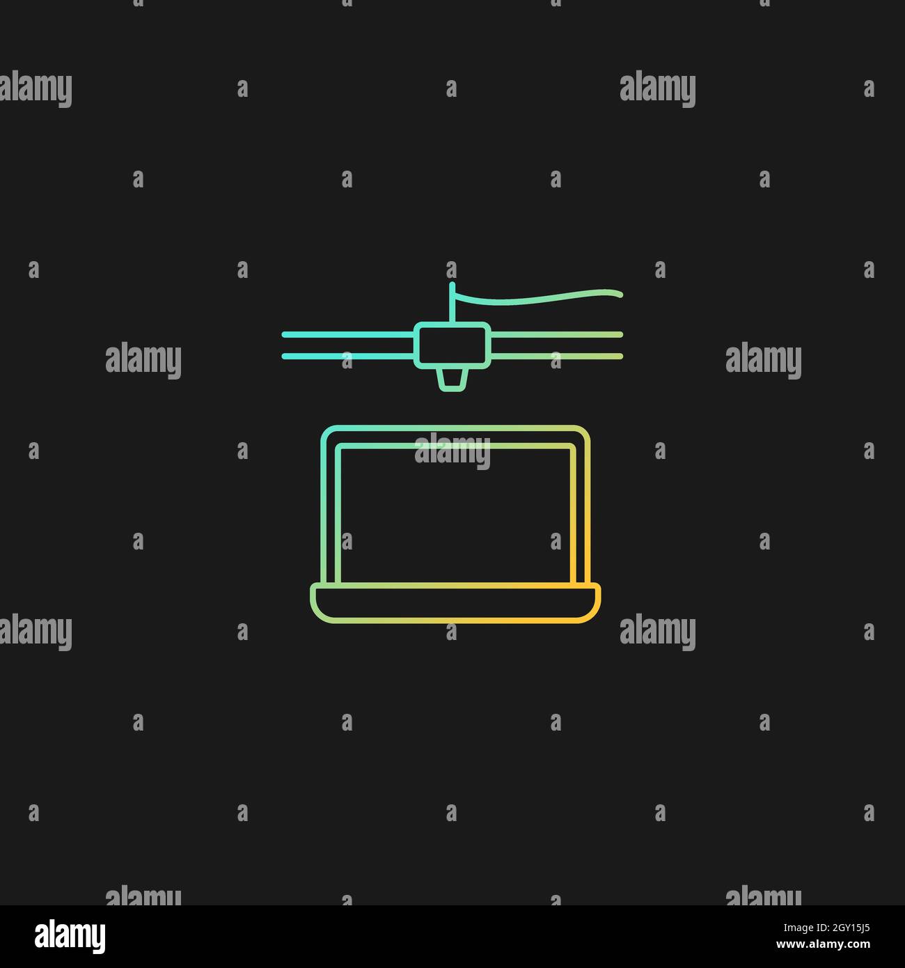3d printed laptop gradient vector icon for dark theme Stock Vector ...