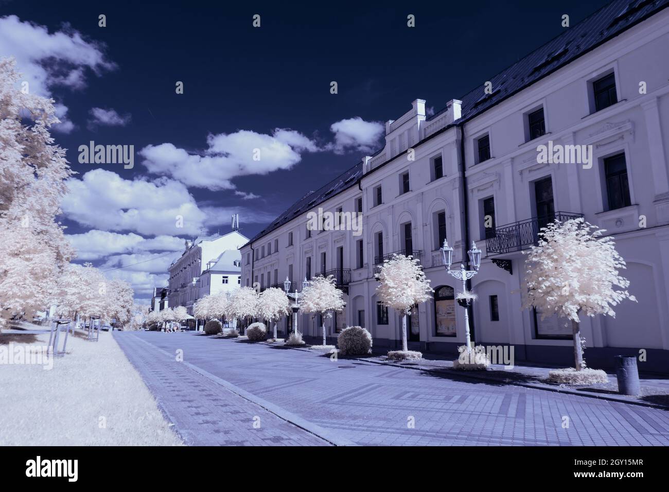 Infrared landscape with glowing white vegetation using 720nm filter ...