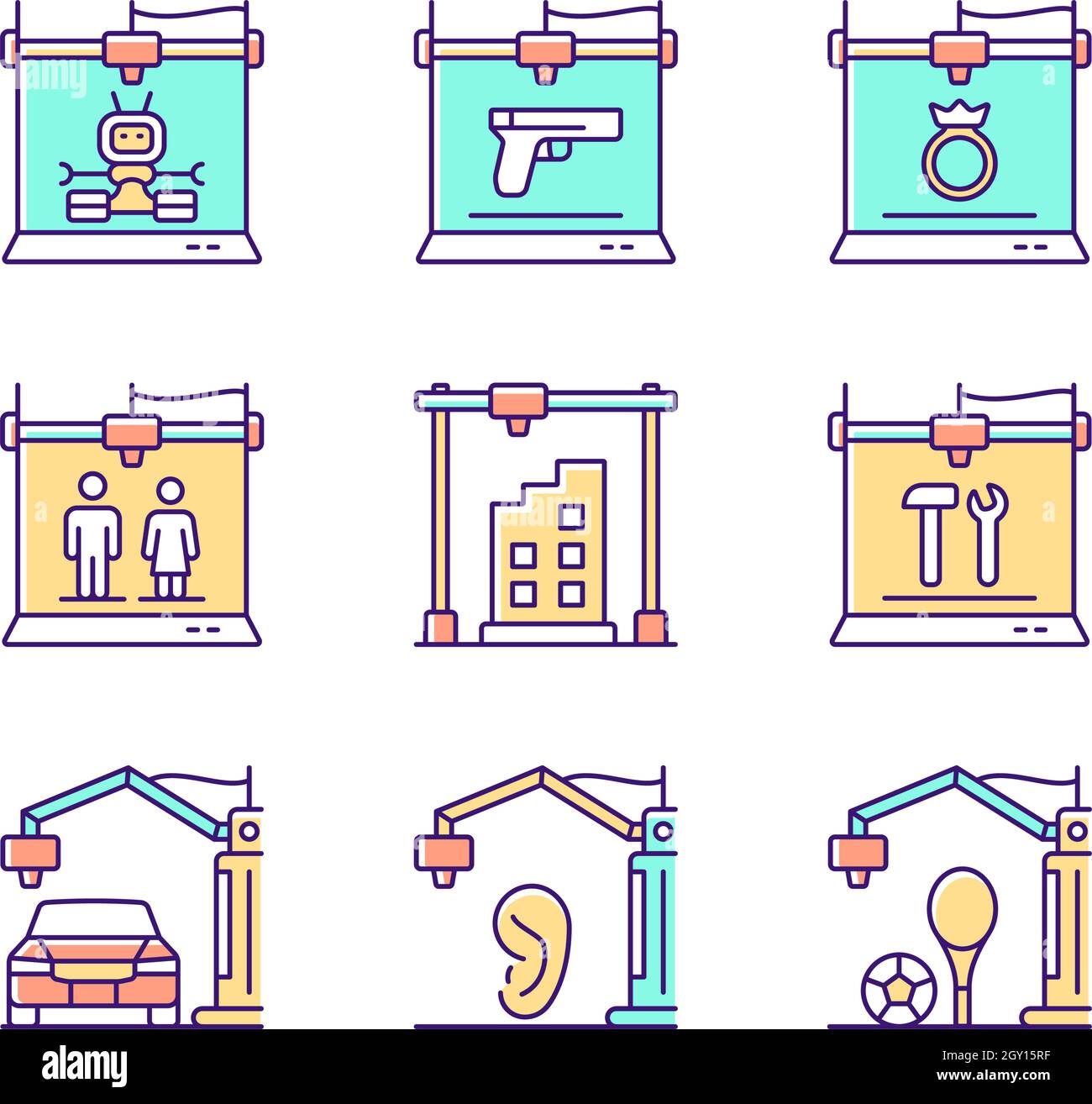 3d car printing icon Cut Out Stock Images & Pictures - Alamy