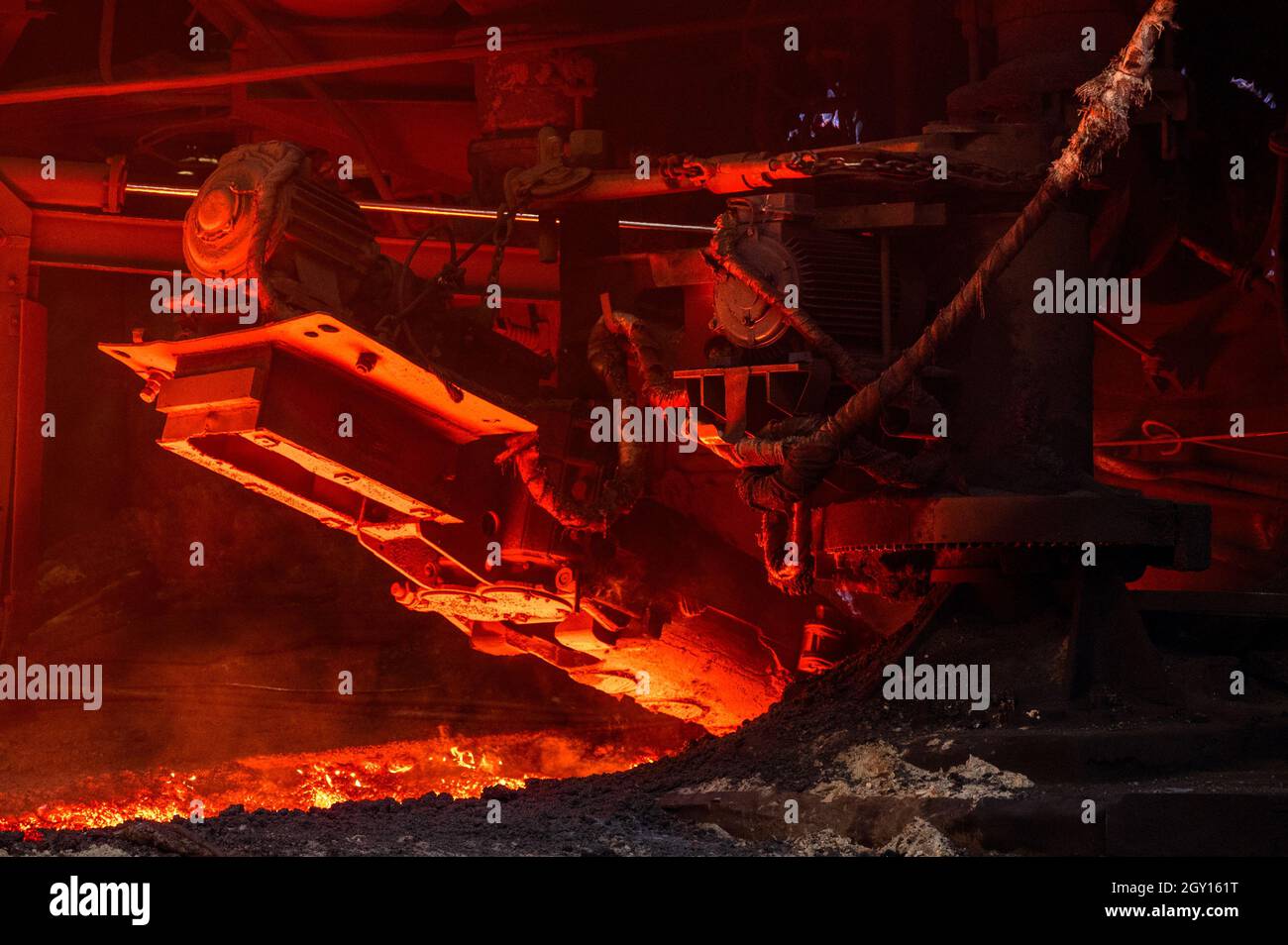 Blast furnace after cast iron tapping. Equipment and mechanisms Stock ...