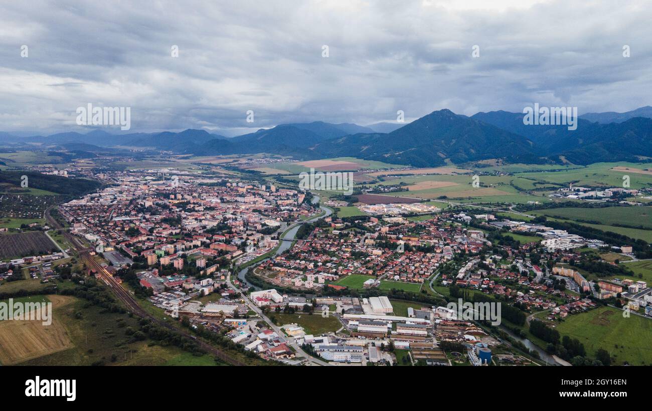 Aerial view of the town of Liptovsky Mikulas in Slovakia Stock Photo ...