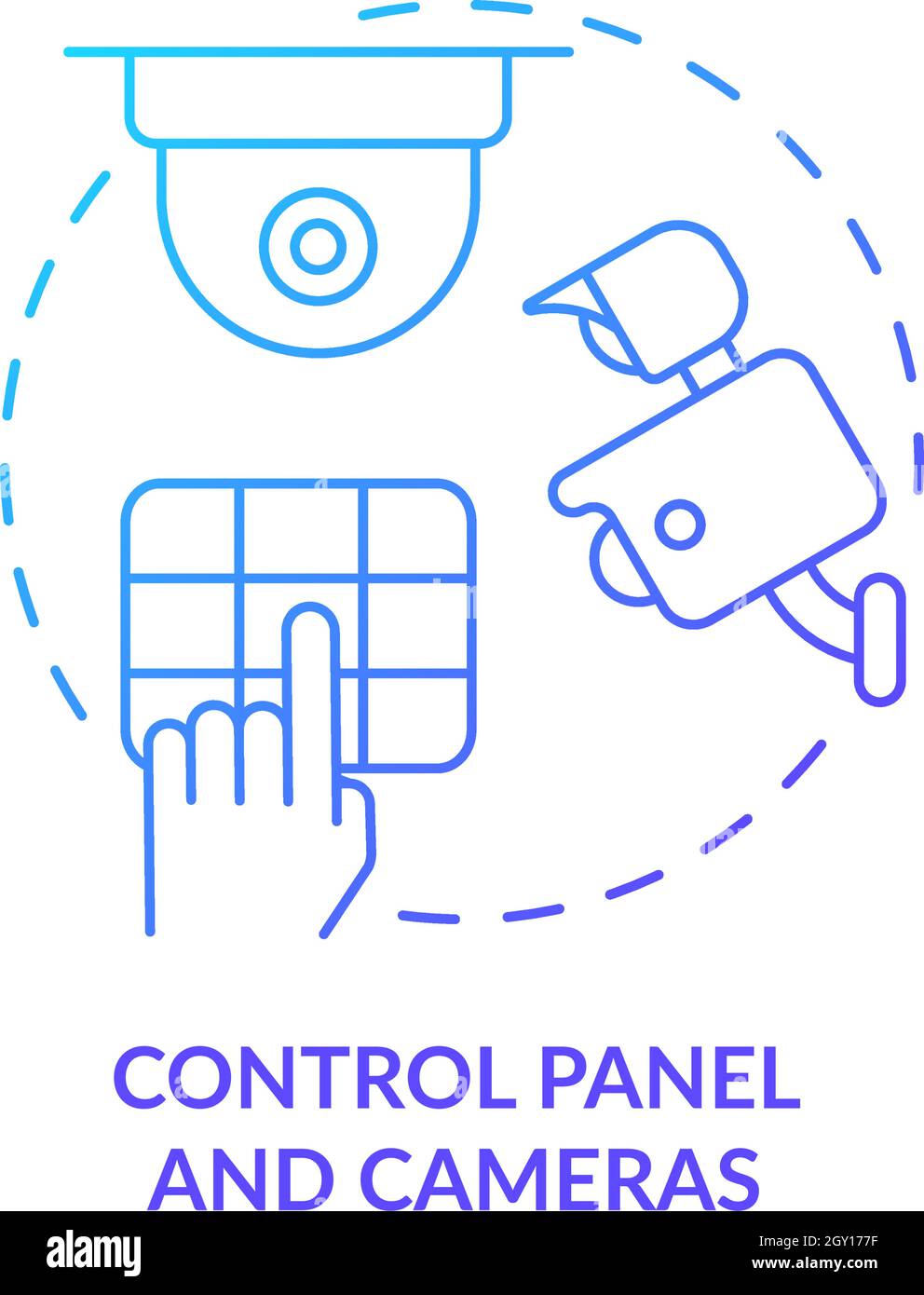 Control panel and cameras blue gradient concept icon Stock Vector Image ...