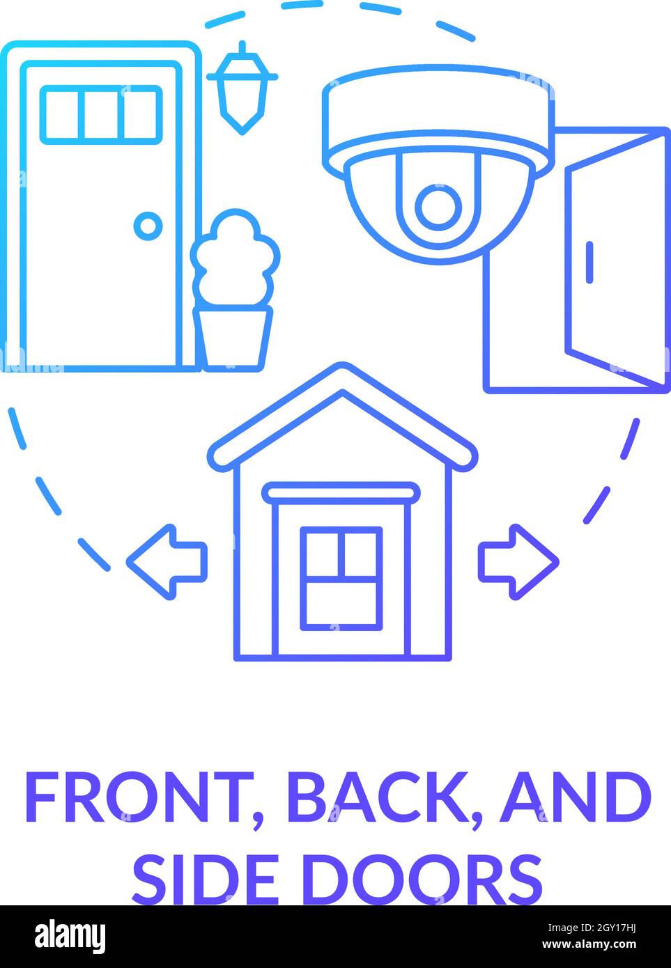 Front, back and side doors blue gradient concept icon Stock Vector ...