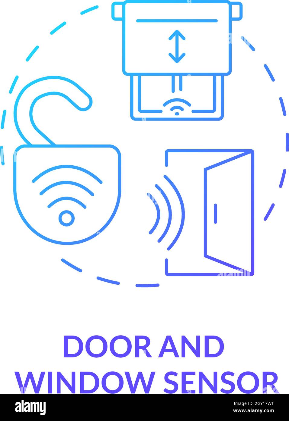 Door and window sensor blue gradient concept icon Stock Vector Image ...