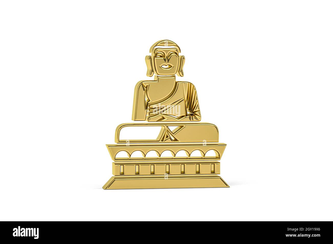 Golden 3d buddha icon isolated on white background - 3d render Stock ...