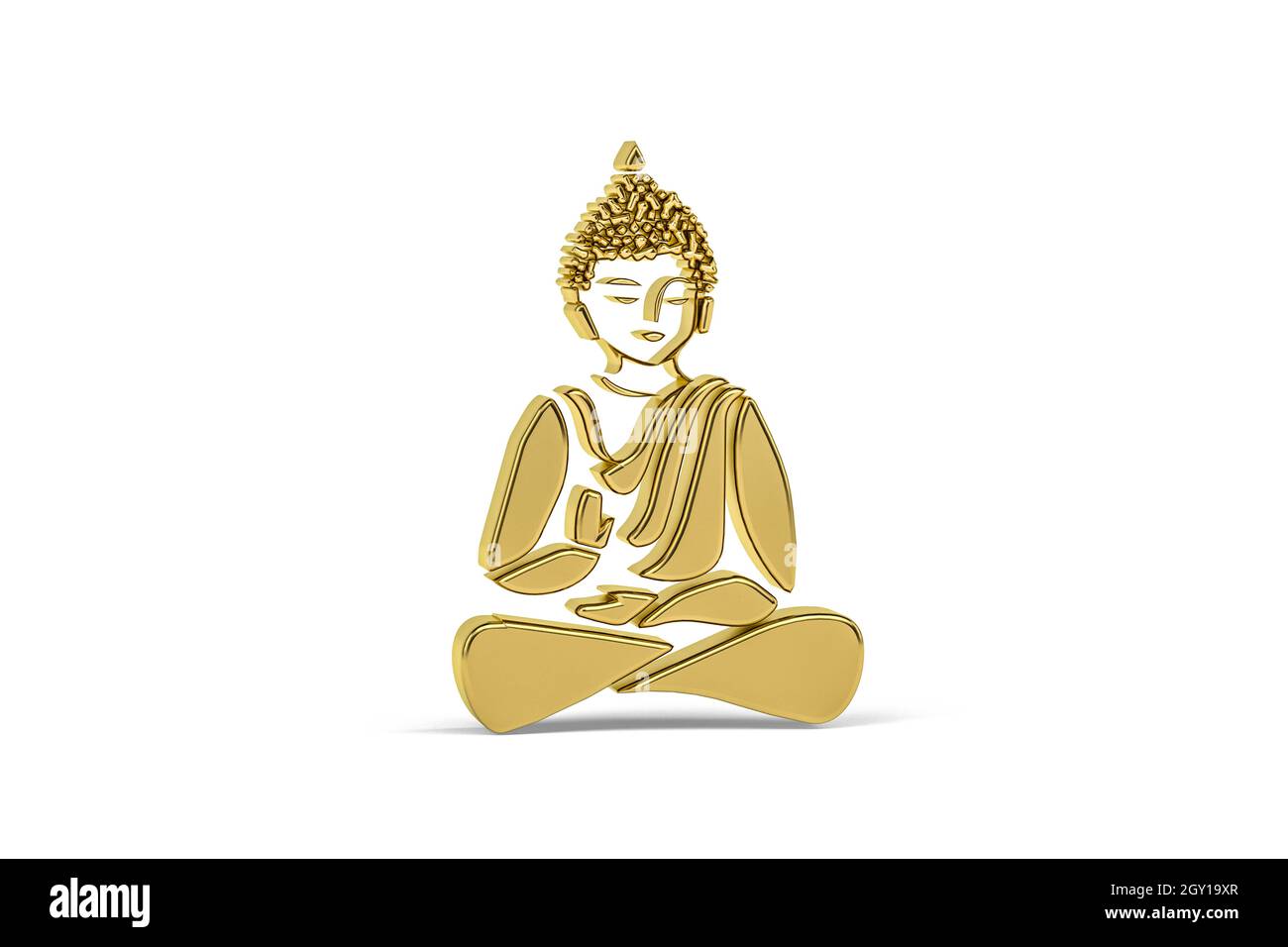 Golden 3d buddha icon isolated on white background - 3d render Stock ...