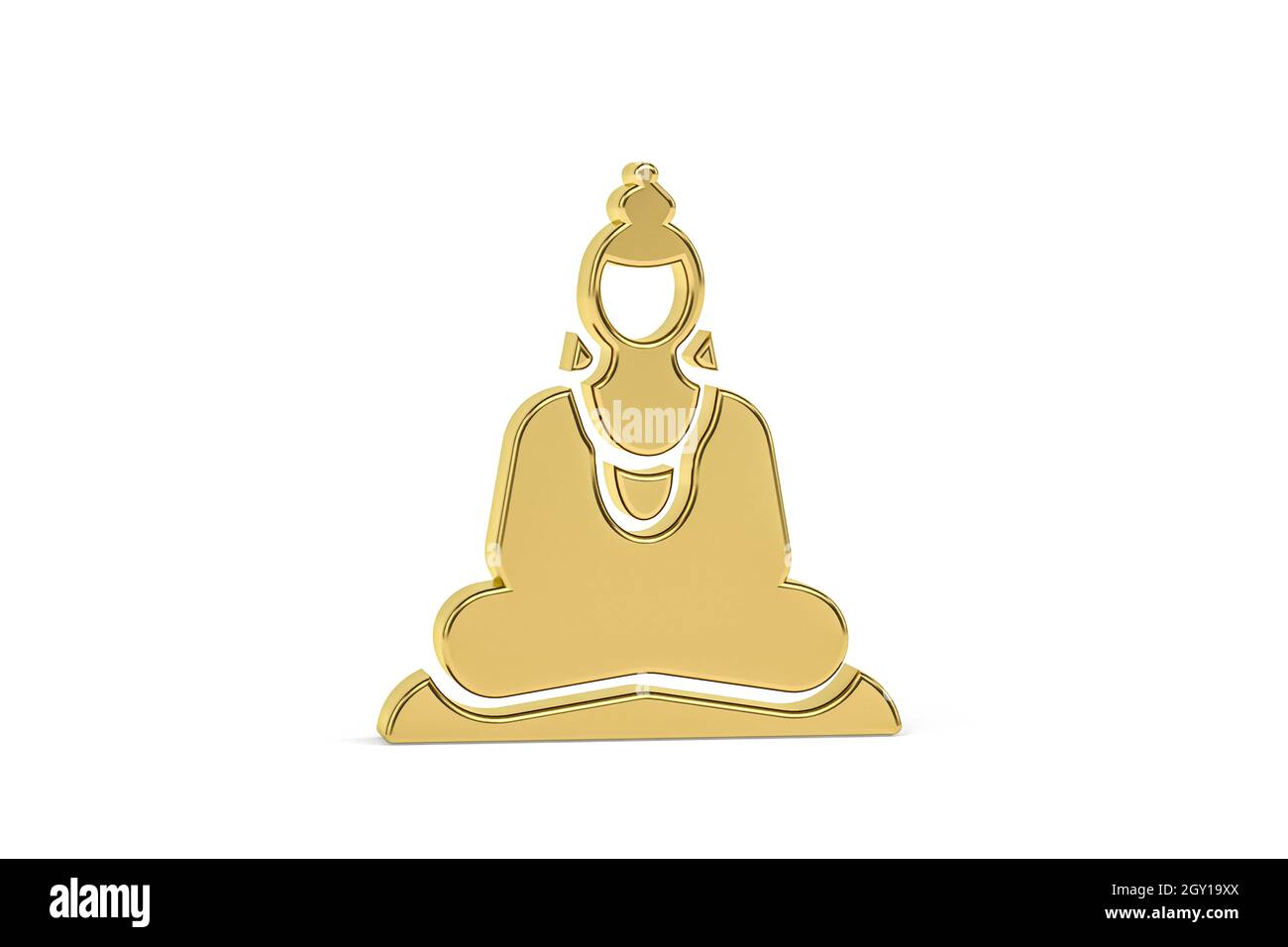 Golden 3d buddha icon isolated on white background - 3d render Stock ...