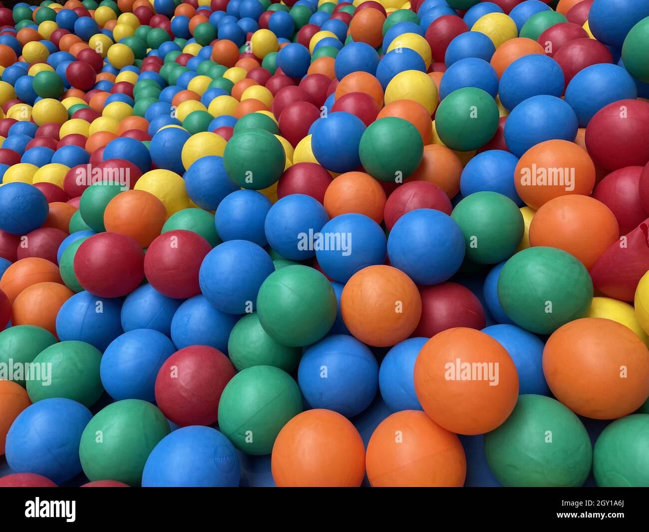 Closeup shot of colorful plastic balls in children's playground Stock ...