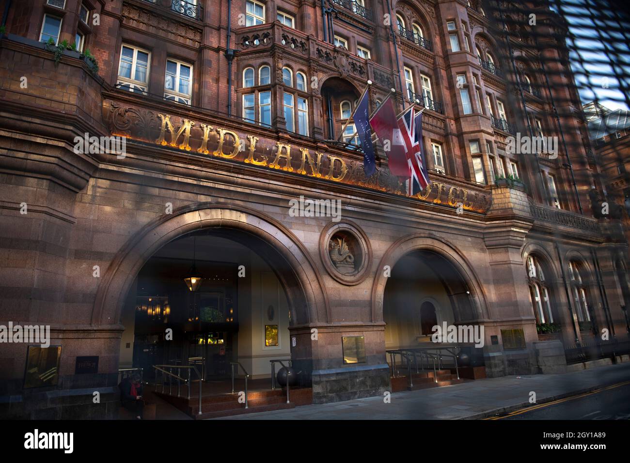 Manchester, England, UK. 6th Oct, 2021. PICTURED: Security barriers and ...