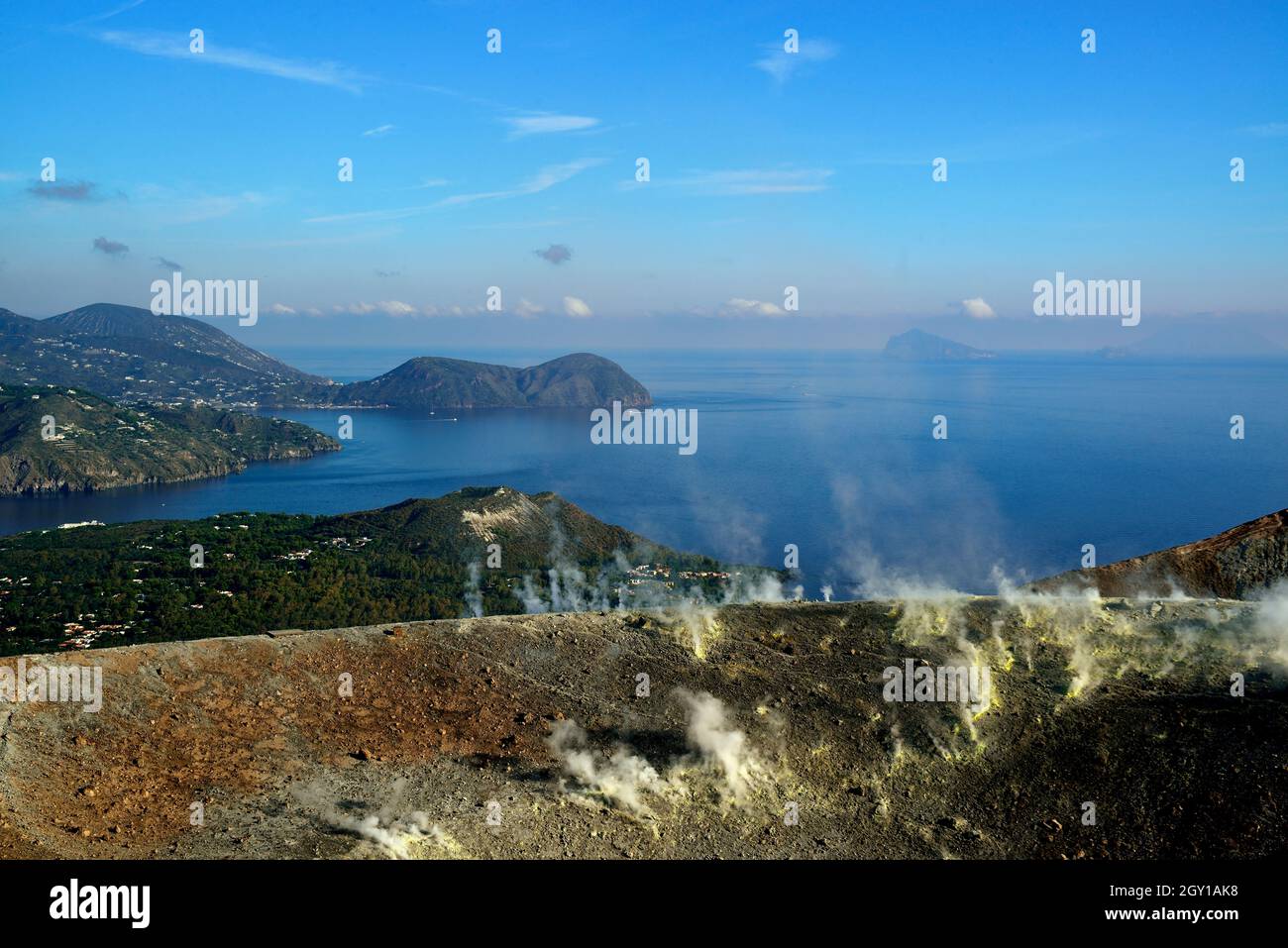 Aeolian Islands, Sicily, Italy. Island of Vulcano, it contains several ...