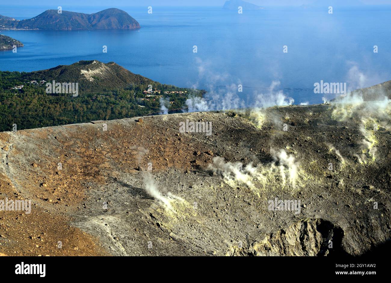 Aeolian Islands, Sicily, Italy. Island of Vulcano, it contains several ...