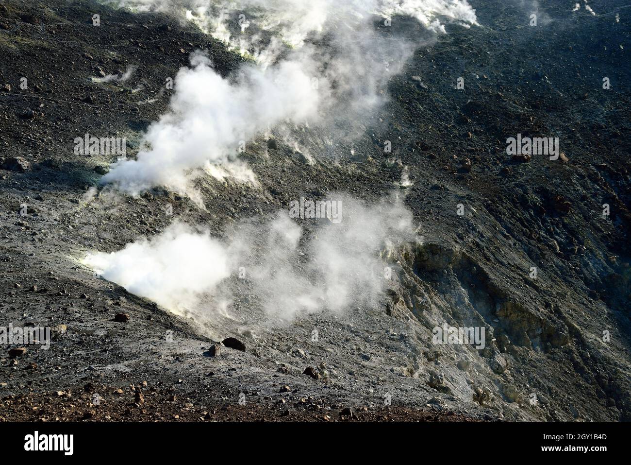 Aeolian Islands, Sicily, Italy. Island of Vulcano, it contains several ...