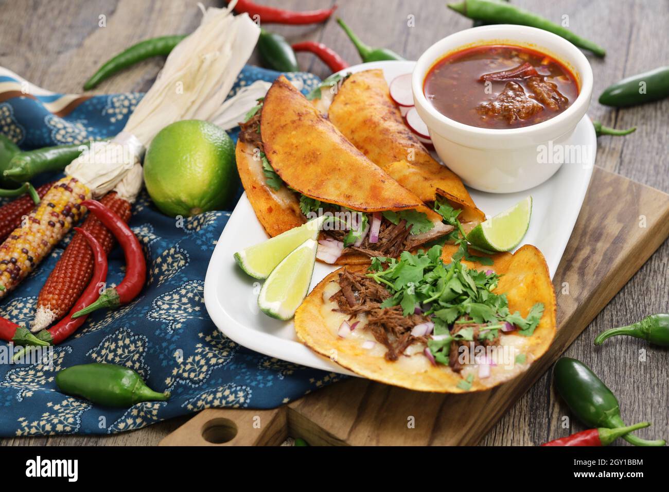 homemade beef birria tacos, mexican food Stock Photo - Alamy