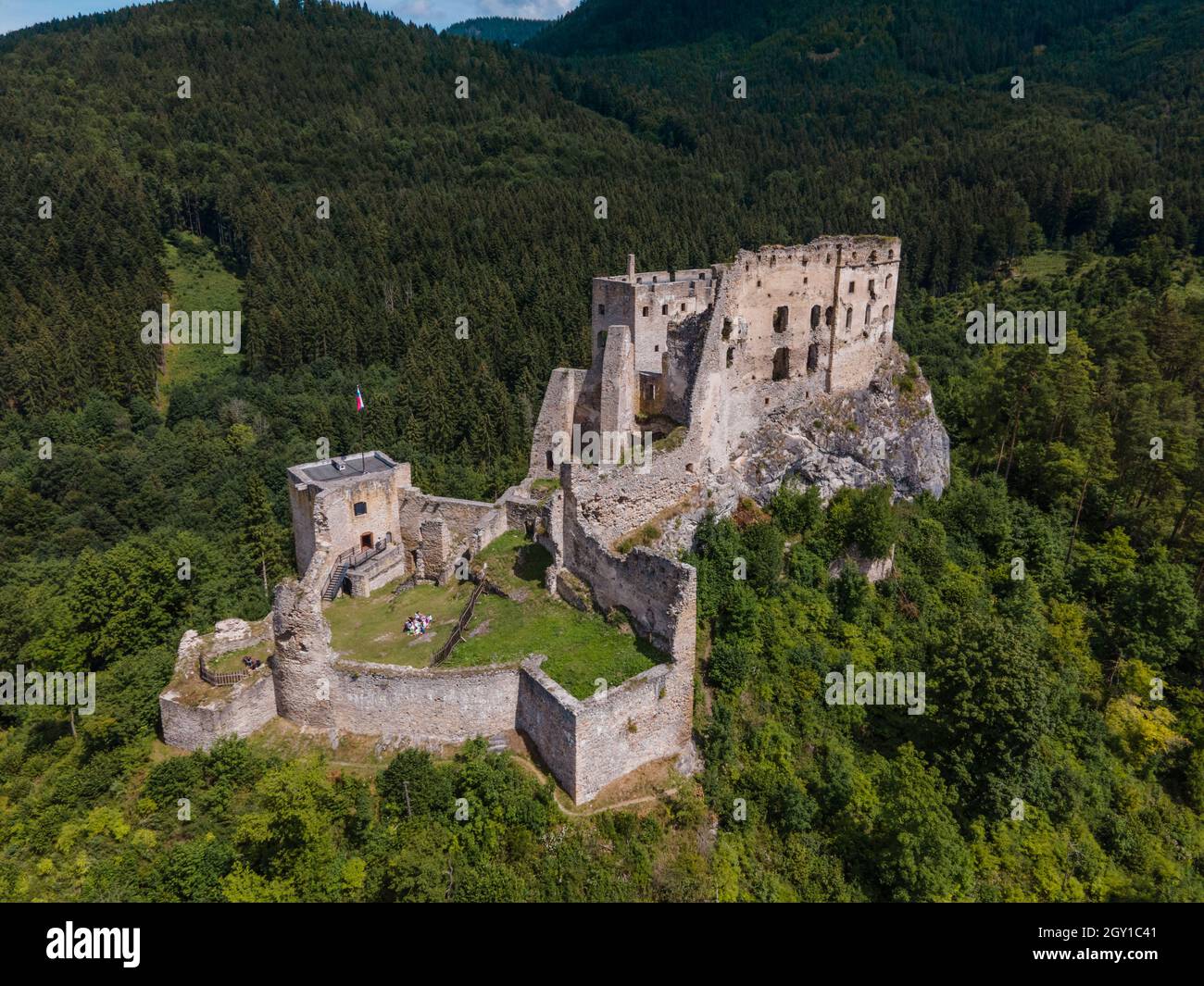 Aerial view of Likava castle in Likavka village in Slovakia Stock Photo ...