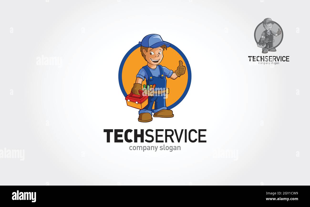 TechService Vector Logo Cartoon. Handyman Services logo template for ...