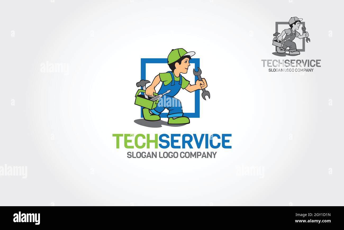 Tech Service Vector Logo Cartoon. Handyman Services Emblem for Your ...