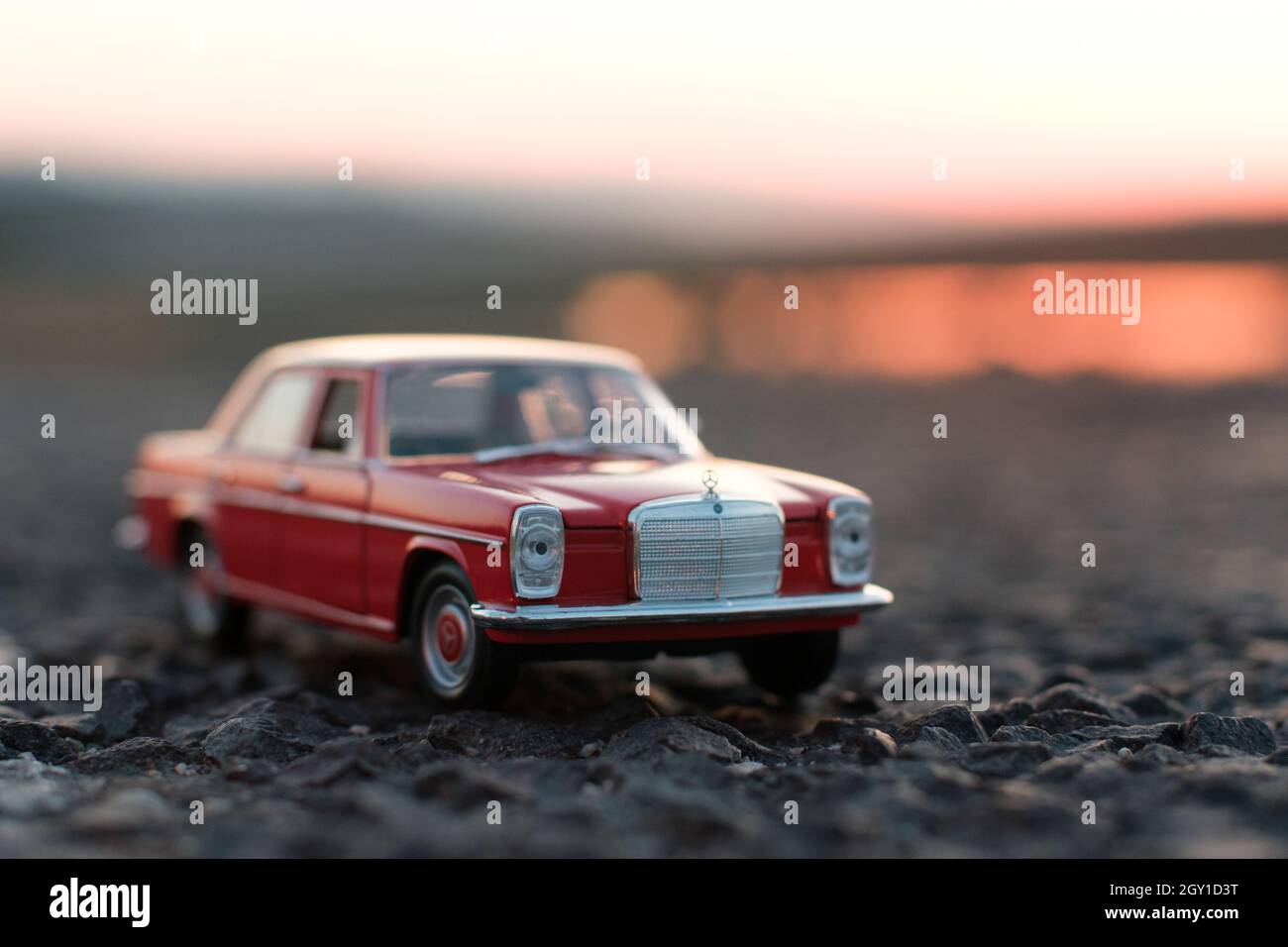 Izmir, Turkey - June 6, 2021: Front view of red colored Mercedes Benz ...