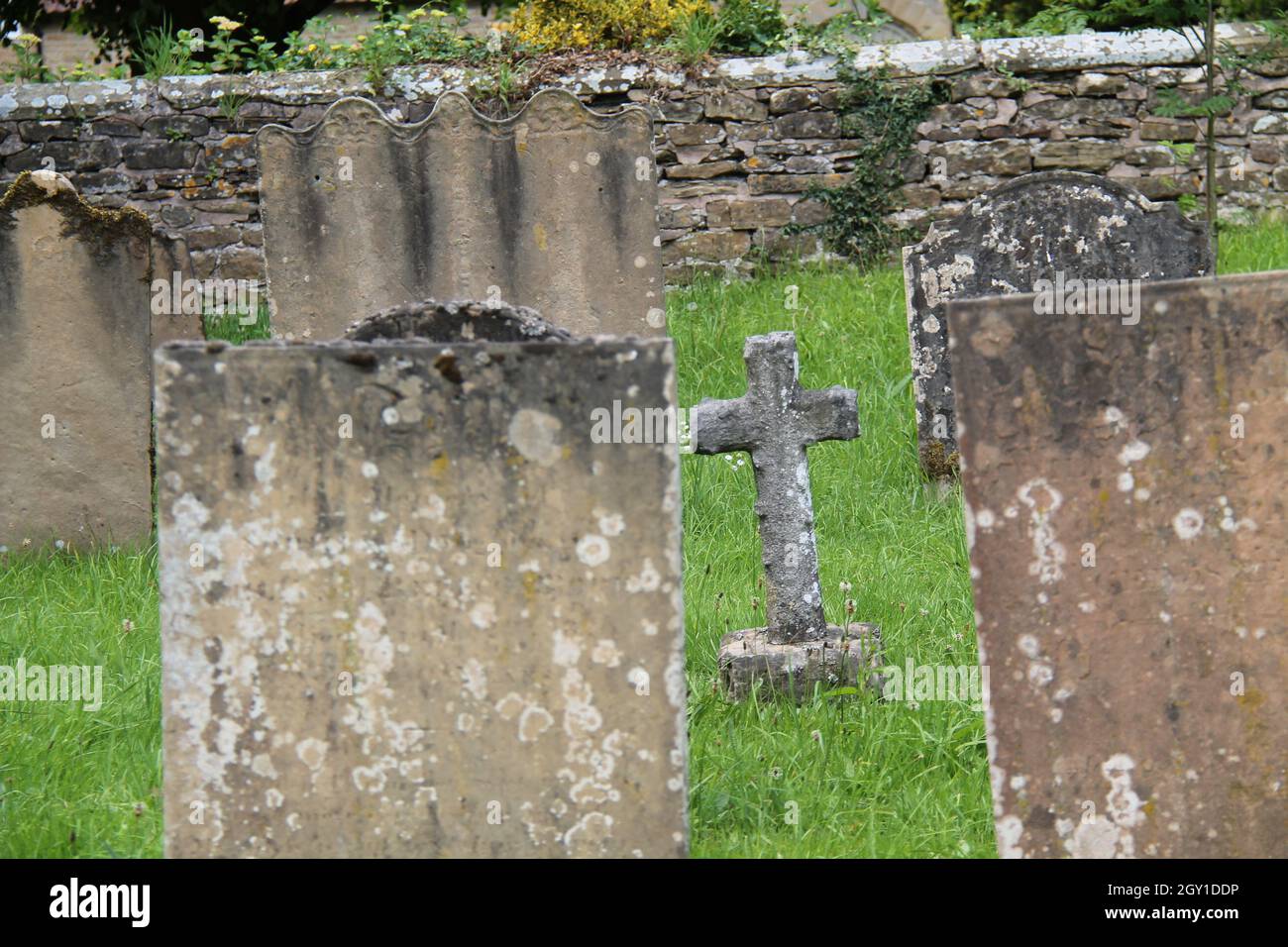 Ancient Headstones in a Church Cemetery Graveyard Stock Photo - Alamy