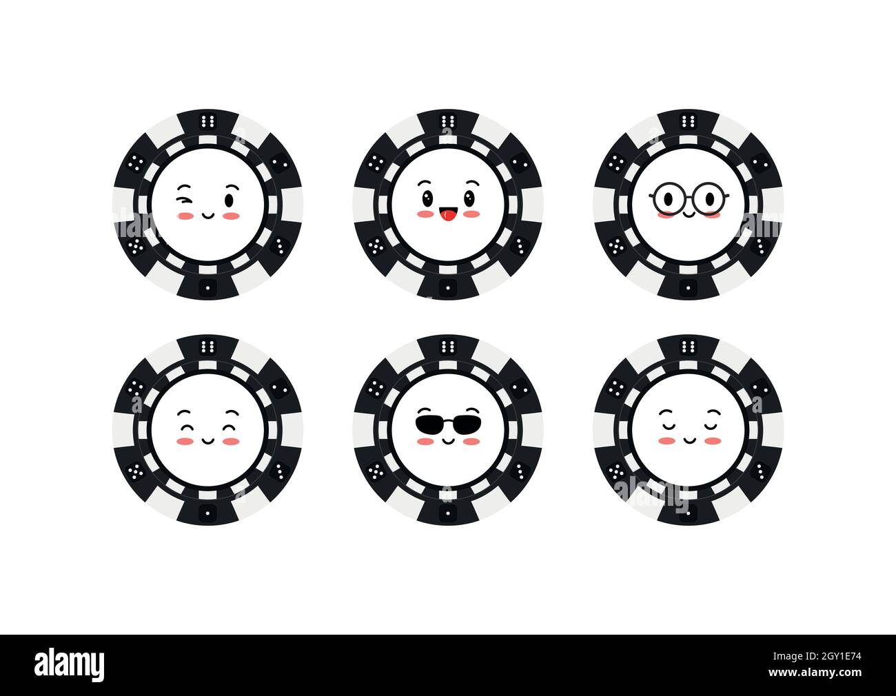 Casino poker chip emoticon set isolated on white background Stock ...