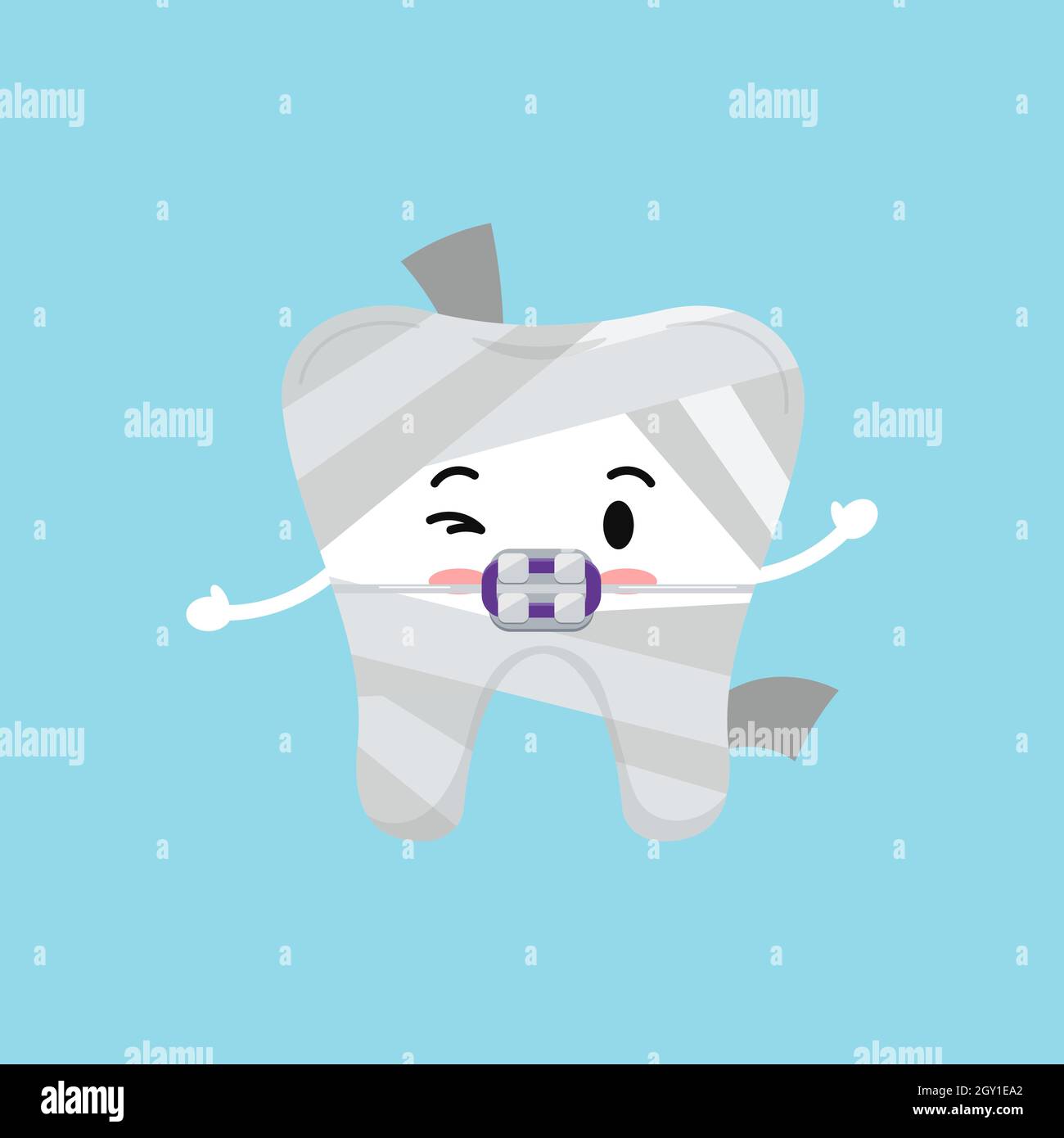 Halloween tooth in mummy costume isolated vector icon Stock Vector ...