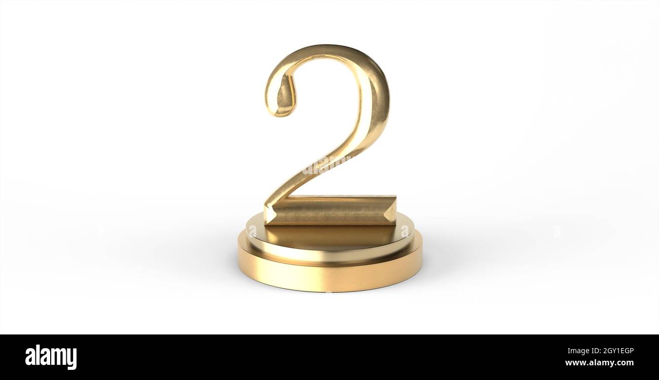 Close up shot of a 2nd place letter in 3d render on isolated white ...
