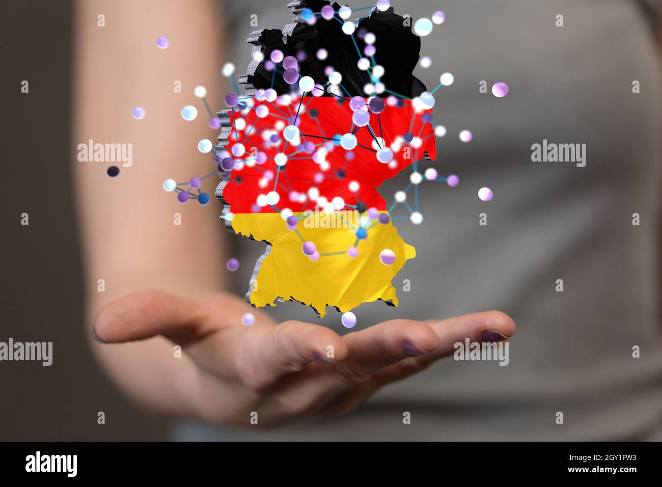 Abstract shot of 3D rendered national flag of Germany covered with a ...