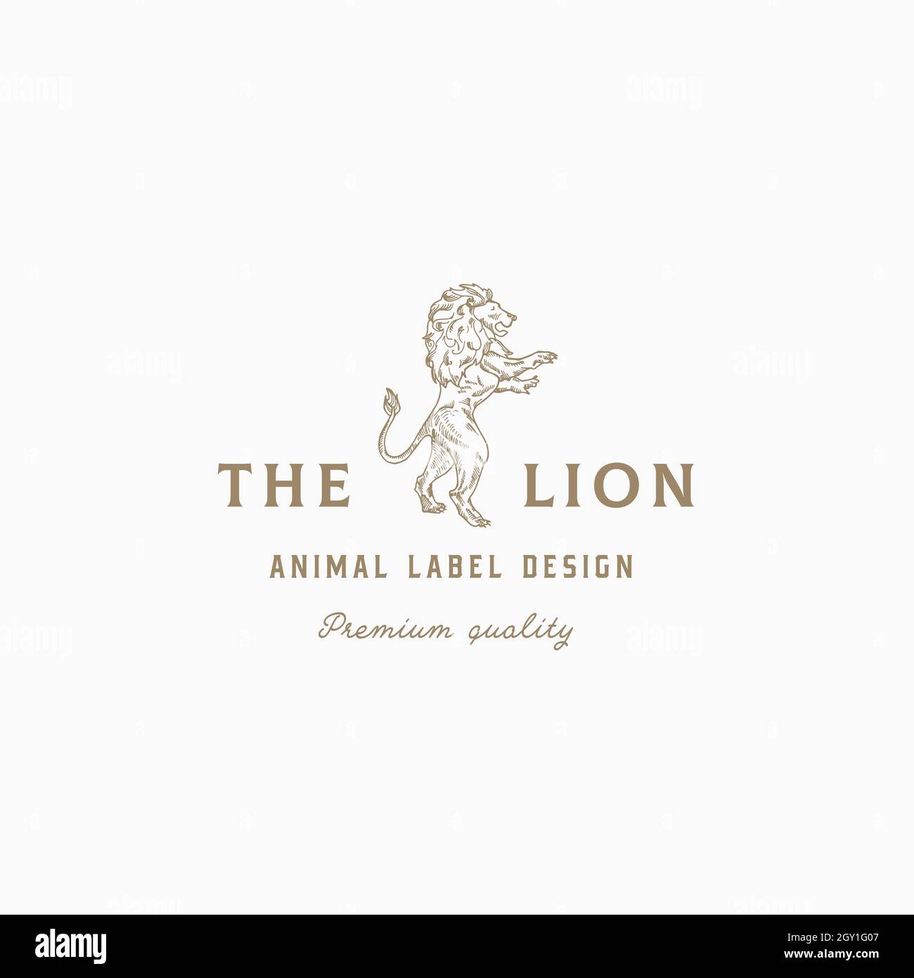 Lion Abstract Vector Sign, Symbol or Logo Template. Hand Drawn Animal ...