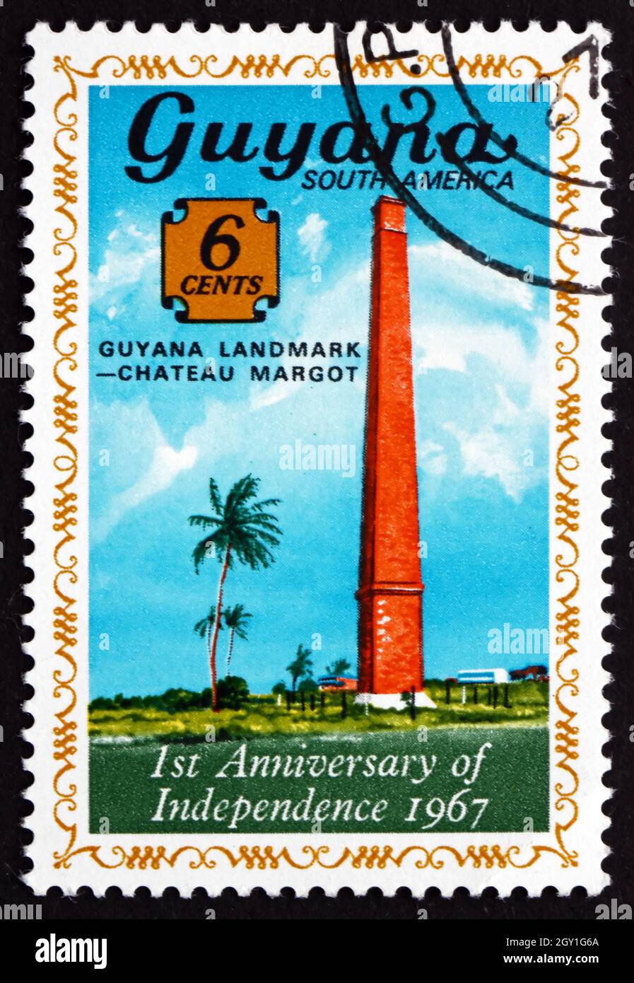 GUYANA - CIRCA 1967: a stamp printed in Guyana shows Chateau Margot ...
